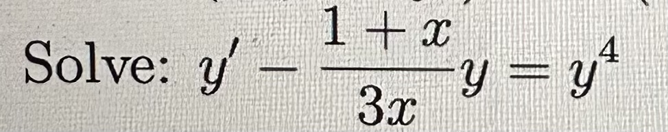 Solved y′−3x1+xy=y4 | Chegg.com