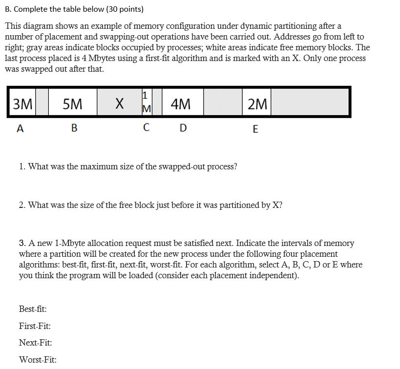 Solved B. Complete the table below (30 points) This diagram | Chegg.com