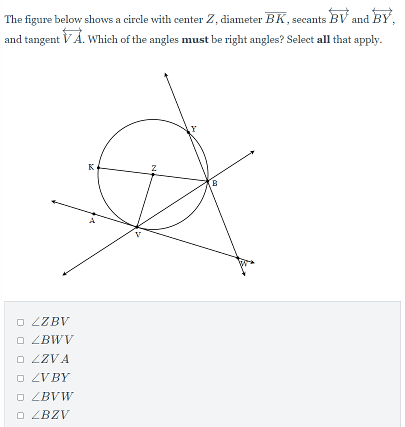 Solved The figure below shows a circle with center Z, | Chegg.com