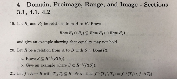 Solved 4 Domain, Preimage, Range, and Image - Sections 19. | Chegg.com
