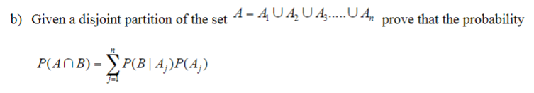 Solved b) Given a disjoint partition of the set | Chegg.com