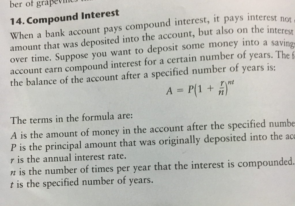 Solved ber of grapevllil 14. Compound Interest When a bank | Chegg.com