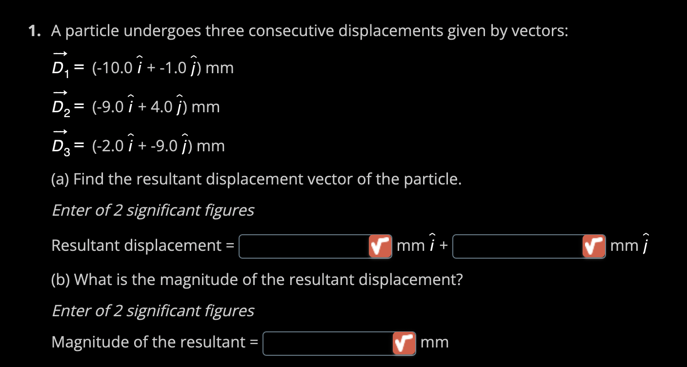 Solved A particle undergoes three consecutive displacements | Chegg.com