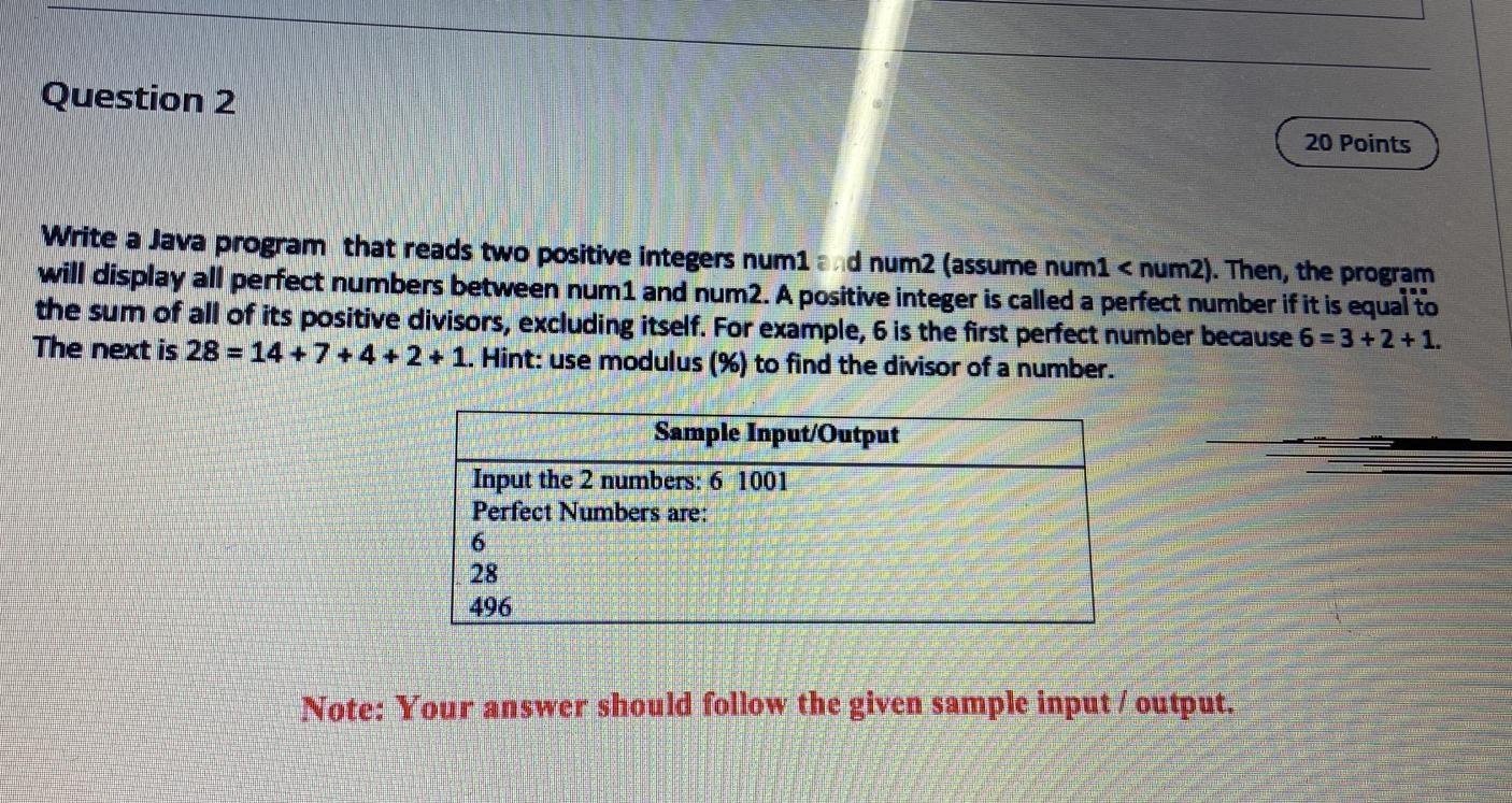Solved Question 2 20 Points Write a Java program that reads | Chegg.com