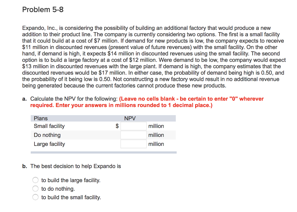 Solved Problem 5-8 Expando, Inc., is considering the | Chegg.com