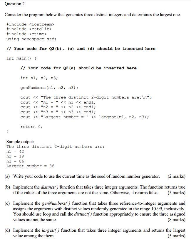 Solved Question 2 Consider the program below that generates | Chegg.com