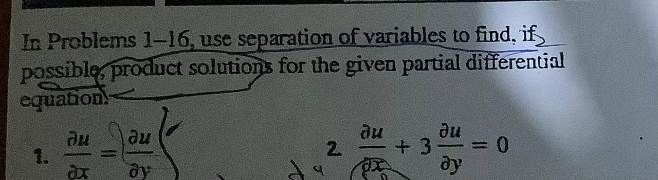 Solved Ir. Problems 1-16, use separation of variables to | Chegg.com