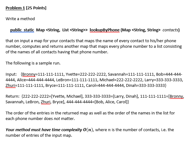 Solved Problem 1 (25 Points) Write a method public static | Chegg.com
