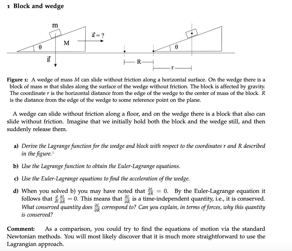 Solved I Block and wedge Figure 1: A wedge of mass M can | Chegg.com