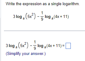 Solved Write the expression as a single logarithm. | Chegg.com