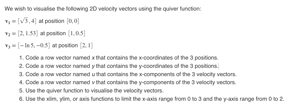 Solved We wish to visualise the following 2D velocity | Chegg.com