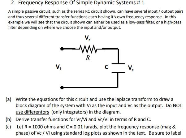 Solved 2. Frequency Response Of Simple Dynamic Systems \# 1 | Chegg.com