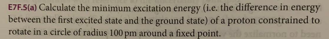 Solved E7F.5 (a) Calculate the minimum excitation energy | Chegg.com