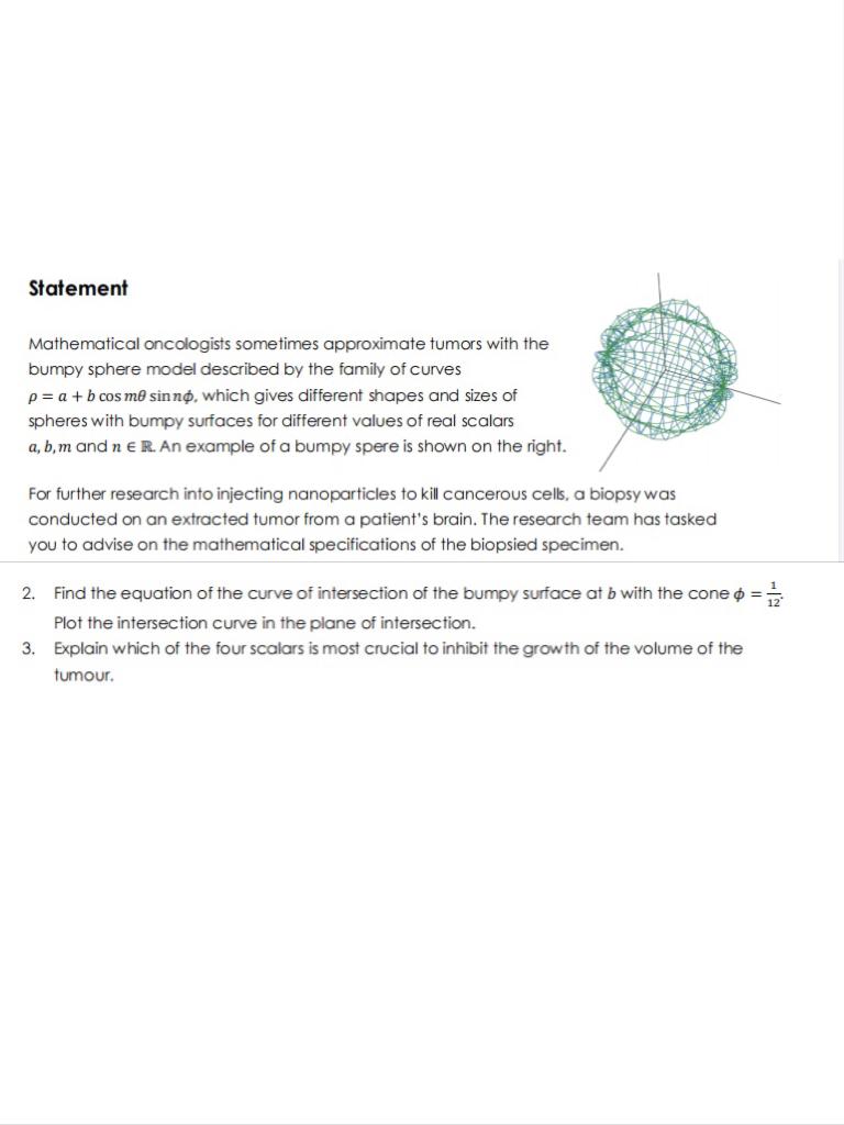Solved Statement Mathematical oncologists sometimes | Chegg.com