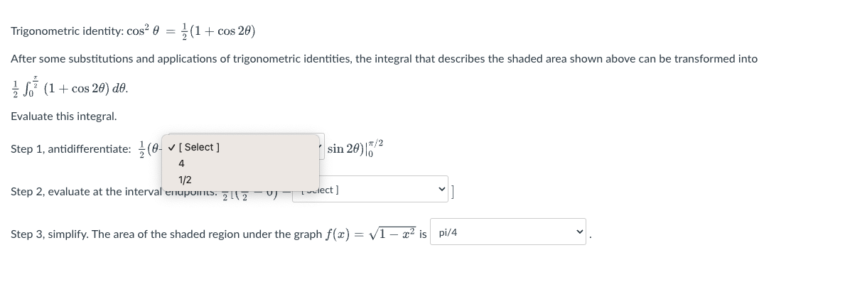 Solved Trigonometric identity: cos2θ=21(1+cos2θ) After some | Chegg.com