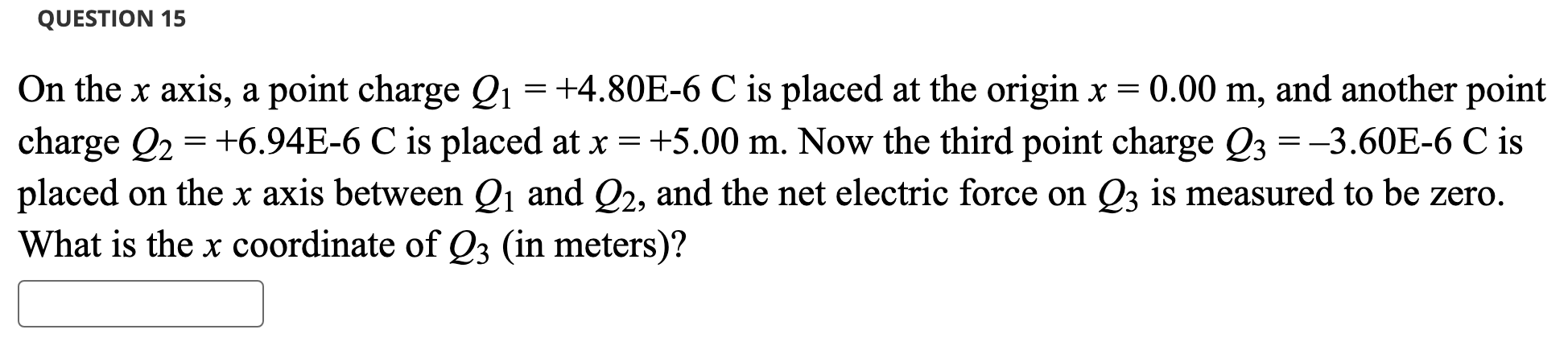 Solved On the x axis, a point charge Q1=+4.80E−6C is placed | Chegg.com