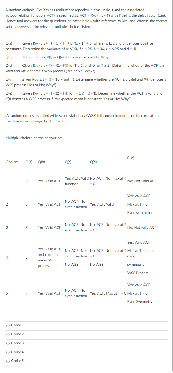 Solved A Random Variable Rv Xt Has Realizations Epochs 