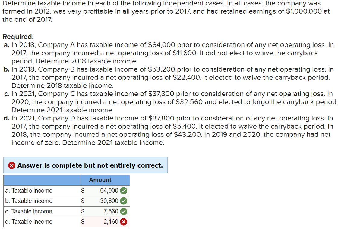 Solved Determine taxable income in each of the following | Chegg.com