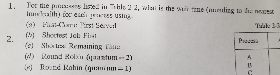 Solved For the processes listed in Table 2-2, what is the | Chegg.com