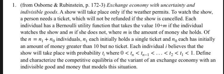 Solved 1. (from Osborne & Rubinstein, p. 172-3) Exchange | Chegg.com