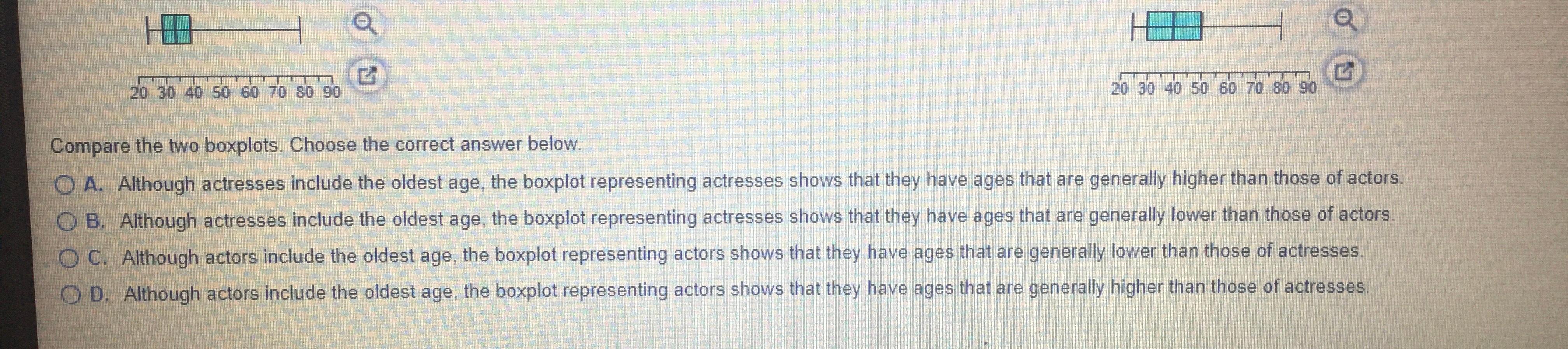 Solved 40 33 53 Use the same scale to construct boxplots for | Chegg.com