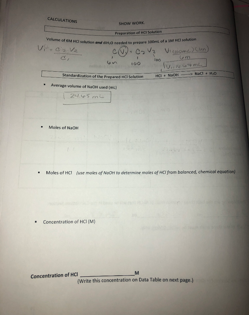 Solved Concentration of NaOH Solution = 0.4 M Volume of | Chegg.com
