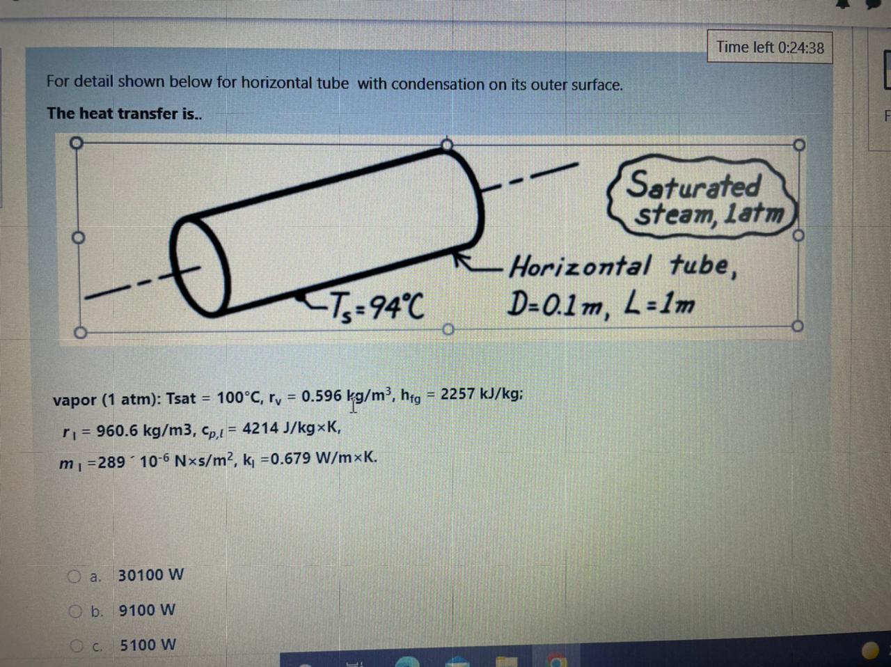 Solved For detail shown below for horizontal tube with | Chegg.com