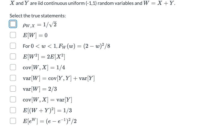 Solved X and Y are iid continuous uniform (-1,1) random | Chegg.com