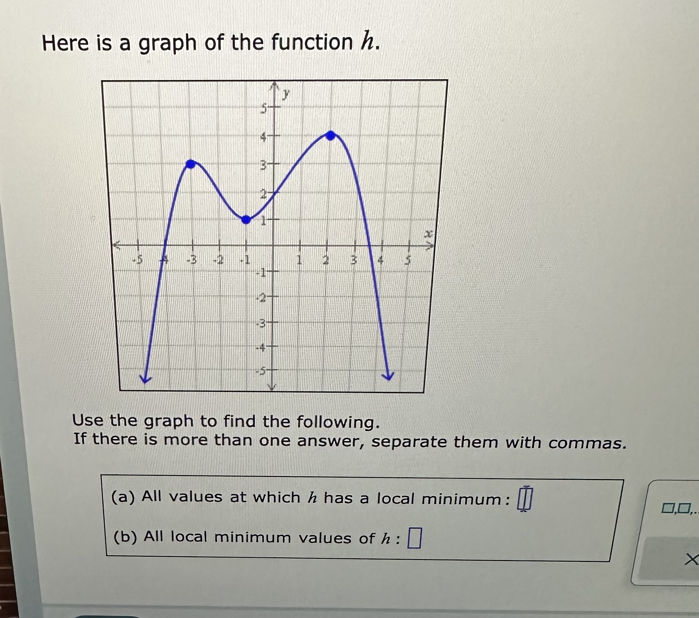 Solved Here is a graph of the function h. Use the graph to | Chegg.com