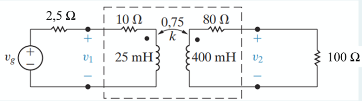Solved The linear transformer in the circuit shown below has | Chegg.com
