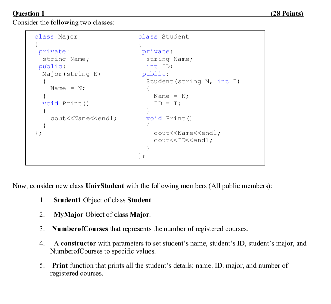Solved (28 Points) Question 1 Consider the following two | Chegg.com