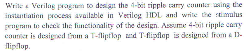 Solved Write a Verilog program to design the 4-bit ripple | Chegg.com
