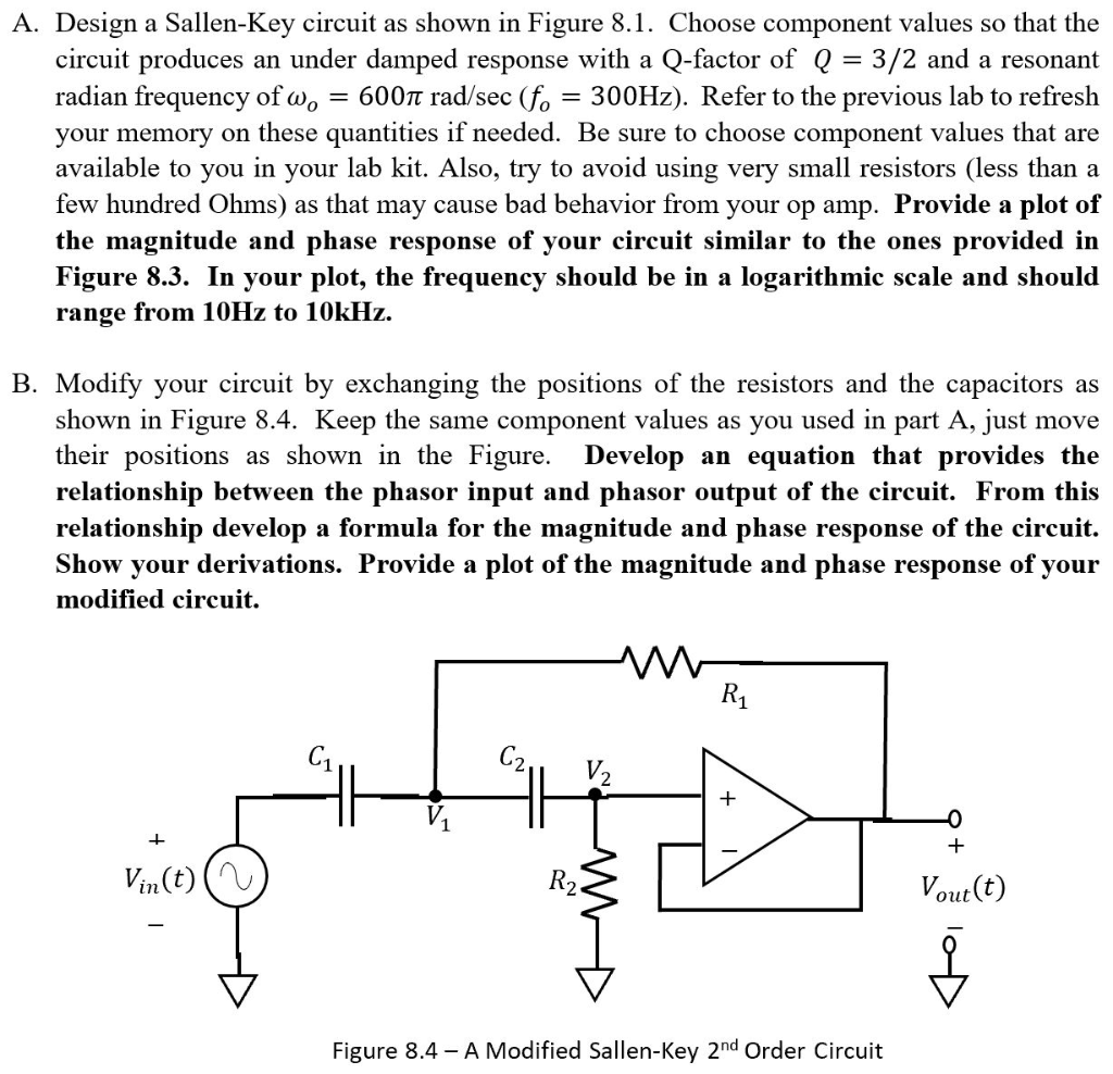 A. Design a Sallen-Key circuit as shown in Figure | Chegg.com