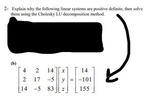 Solved 2- Explain why the following linear systems are | Chegg.com