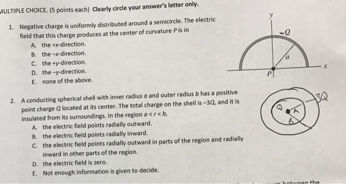 Solved MULTIPLE CHOICE. (5 points each) Clearly circle your | Chegg.com