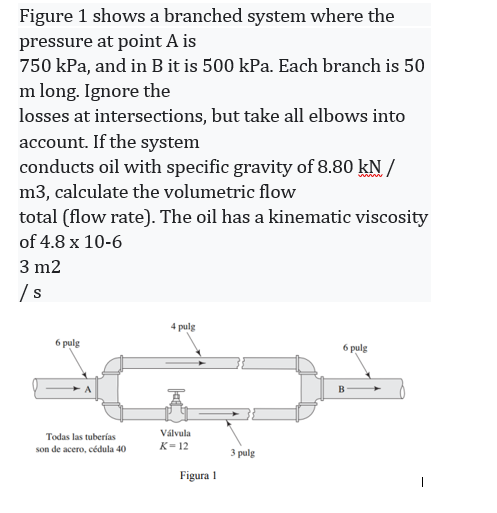 Solved Figure 1 shows a branched system where the pressure | Chegg.com