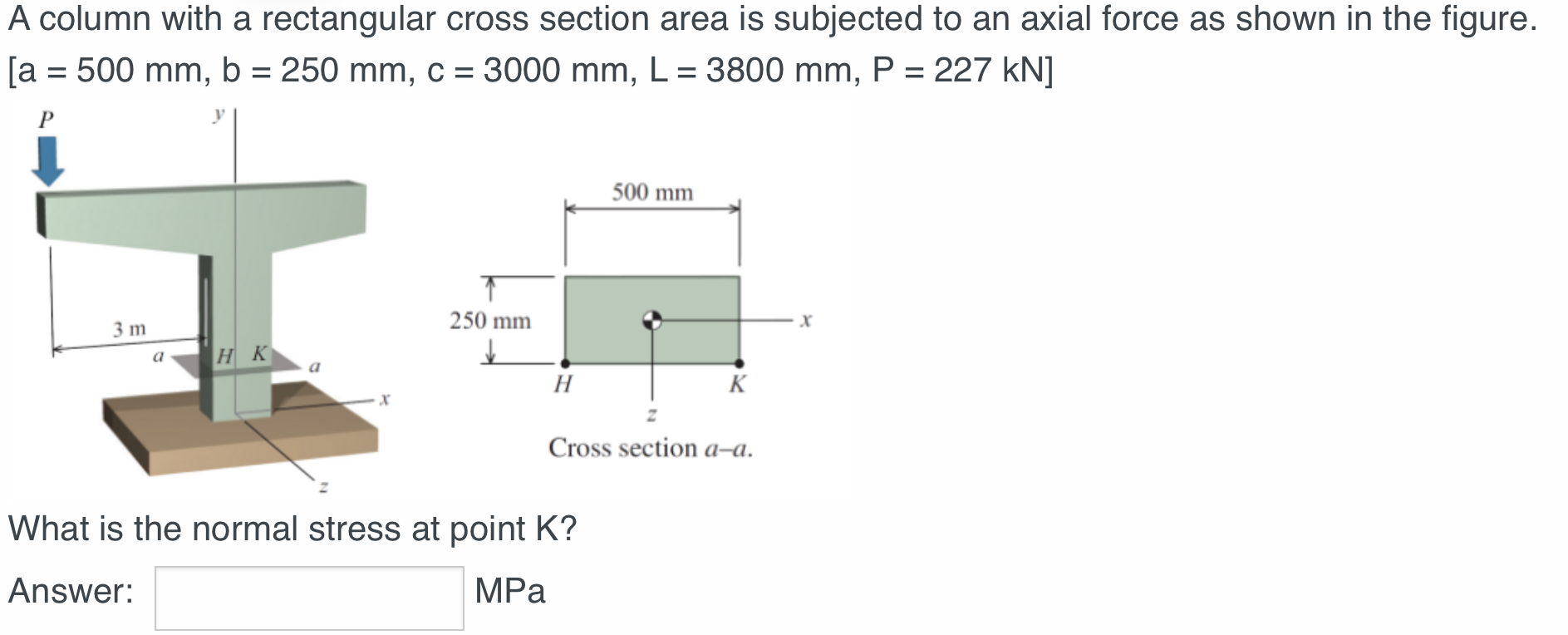 Solved A column with a rectangular cross section area is | Chegg.com