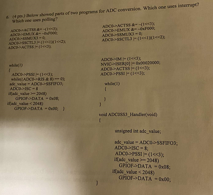 Solved 6. (4 pts.) Below showed parts of two programs for | Chegg.com
