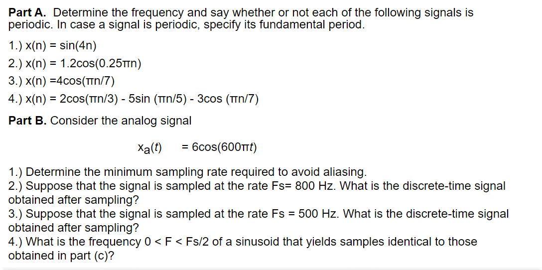 Solved Part B: Consider the analog signal | Chegg.com