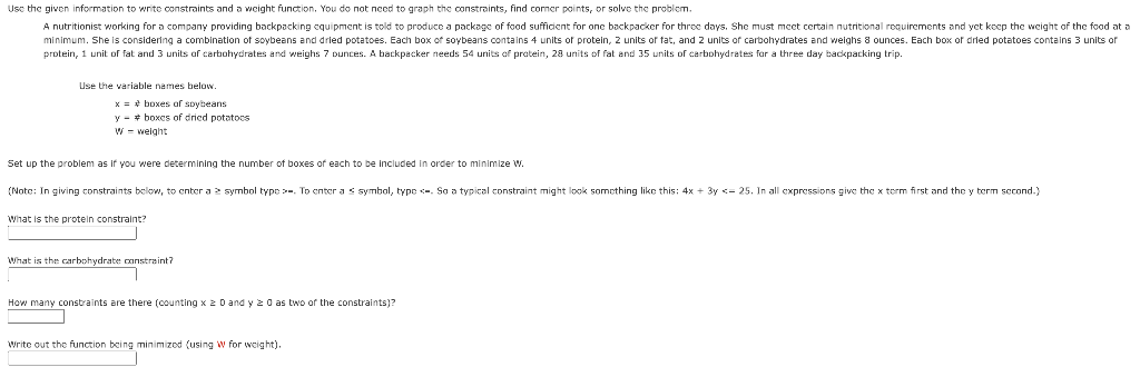 Solved Use the given information to write constraints and a | Chegg.com