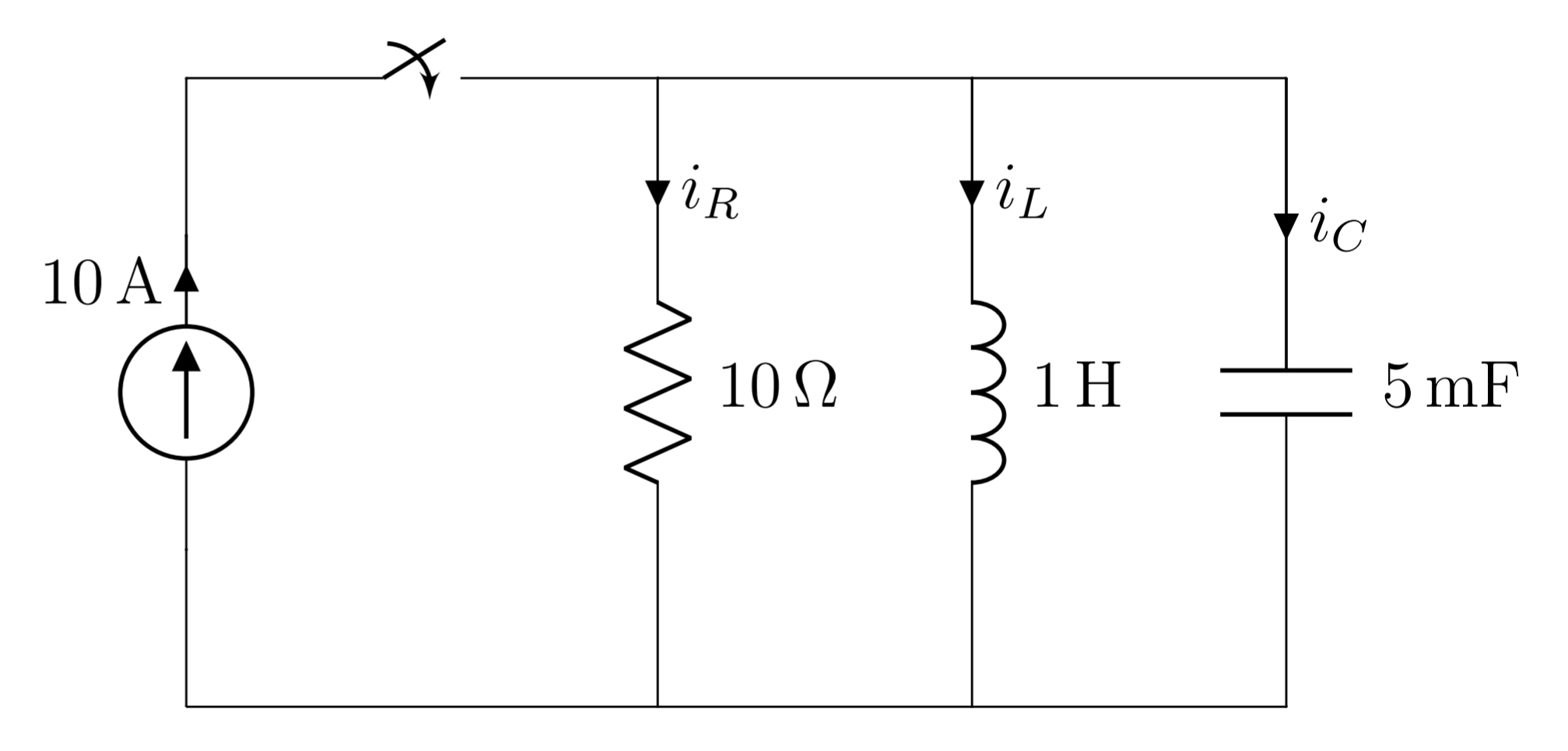 Solved Given this parallel RLC circuit: If the switch is | Chegg.com
