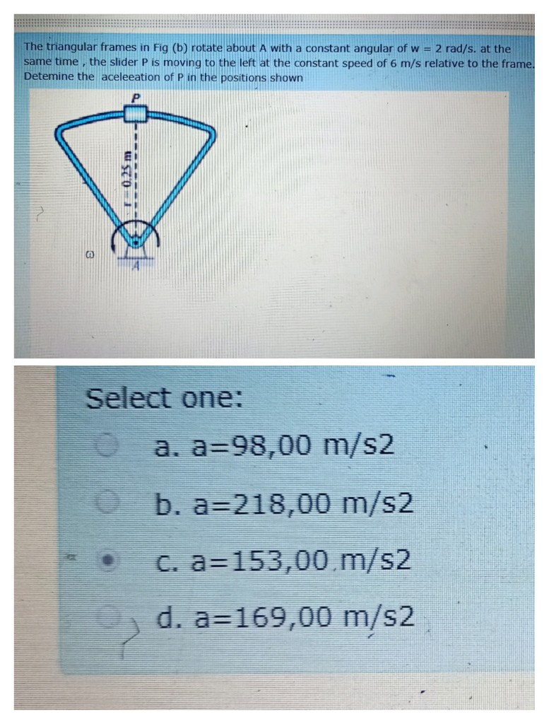 Solved The triangular frames in Fig (b) rotate about A with | Chegg.com