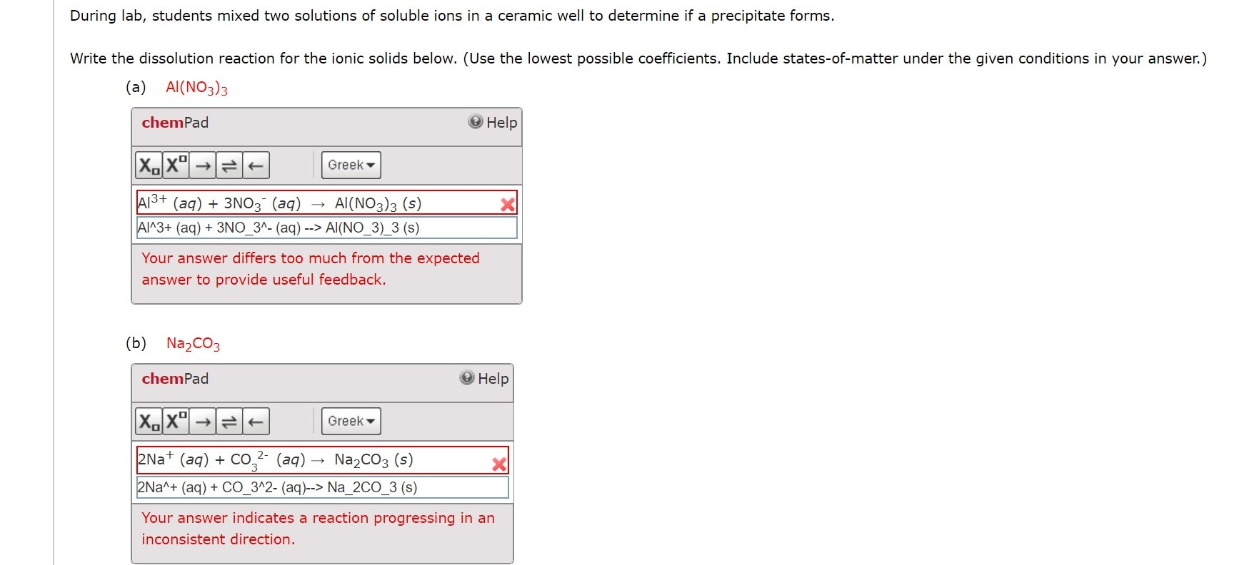 Solved The two solutions, when mixed, will have two cations | Chegg.com