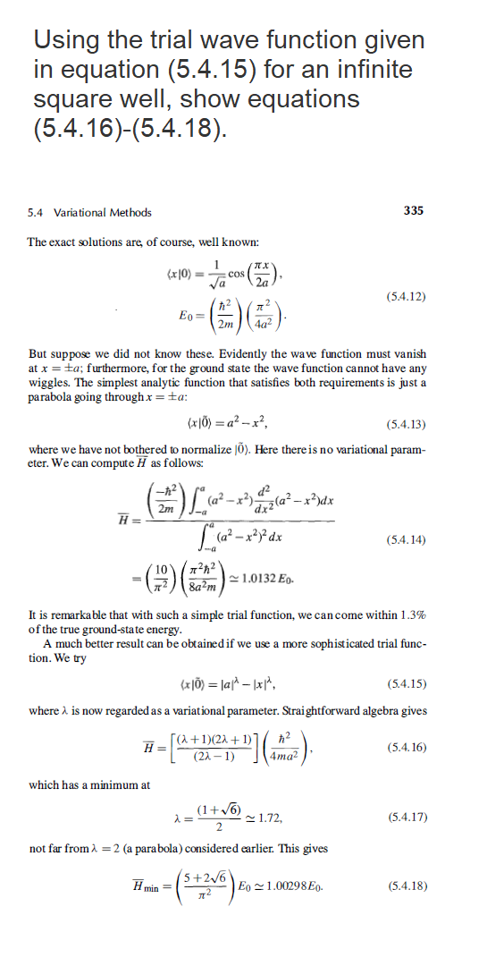 Solved Using the trial wave function given in equation | Chegg.com