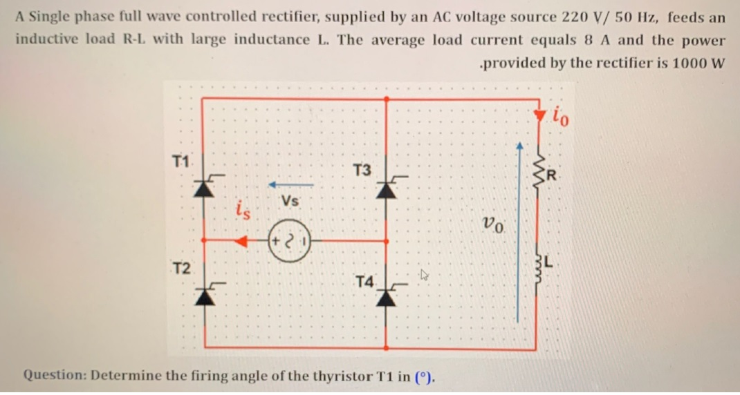 Solved A single phase full wave controlled rectifier, | Chegg.com