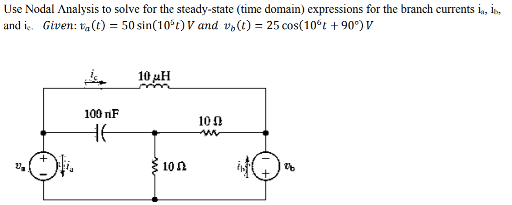 Solved Use Nodal Analysis to solve for the steady-state | Chegg.com