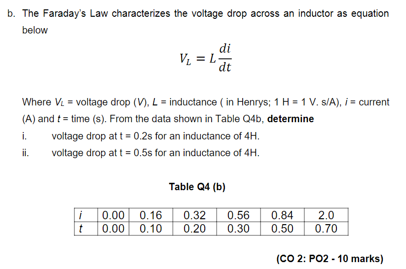 Solved b. The Faraday's Law characterizes the voltage drop | Chegg.com