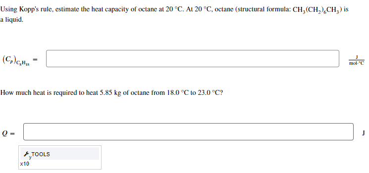 Solved Using Kopp's rule, estimate the heat capacity of | Chegg.com