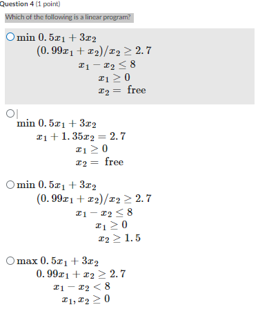 Solved Question 4 (1 ﻿point)Which of the following is a | Chegg.com