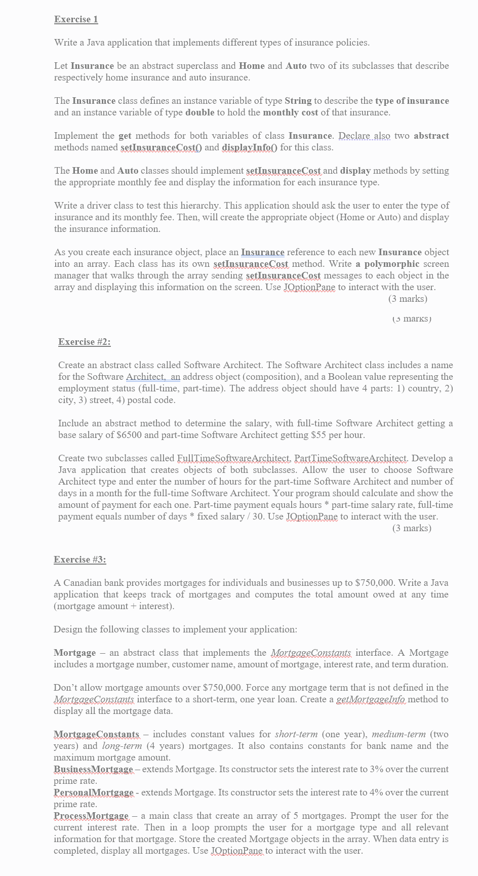 Solved Exercise 1 Write a Java application that implements | Chegg.com